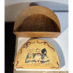 Accents | Wooden Half Moon Shaped Box With Painted Amish Rag Dolls ...